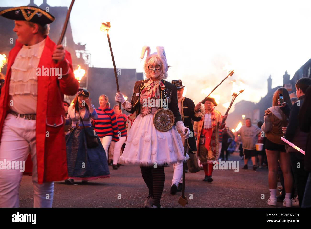 Annual Bonfire procession in Mayfield, one of Sussex's bonfire ...