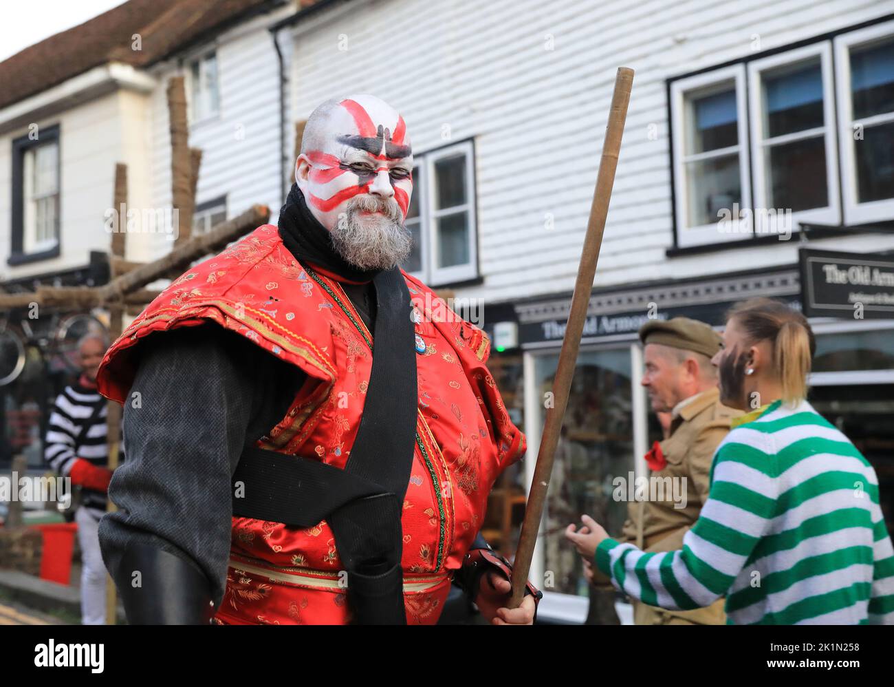 Participants relaxing in costume before the Mayfield Bonfire Society ...