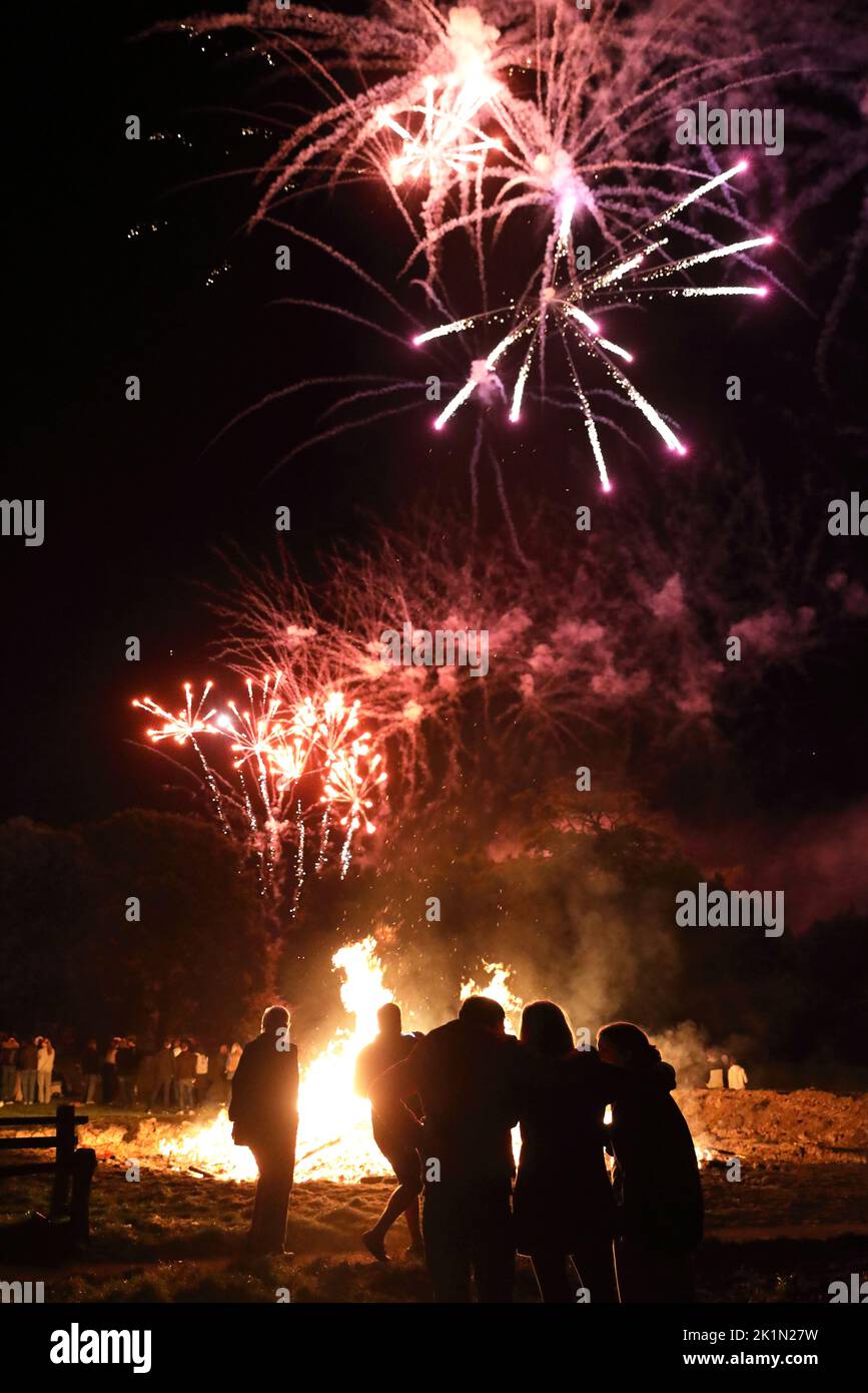 Fireworks display after the Mayfair Bonfire Society Carnival Parade ...