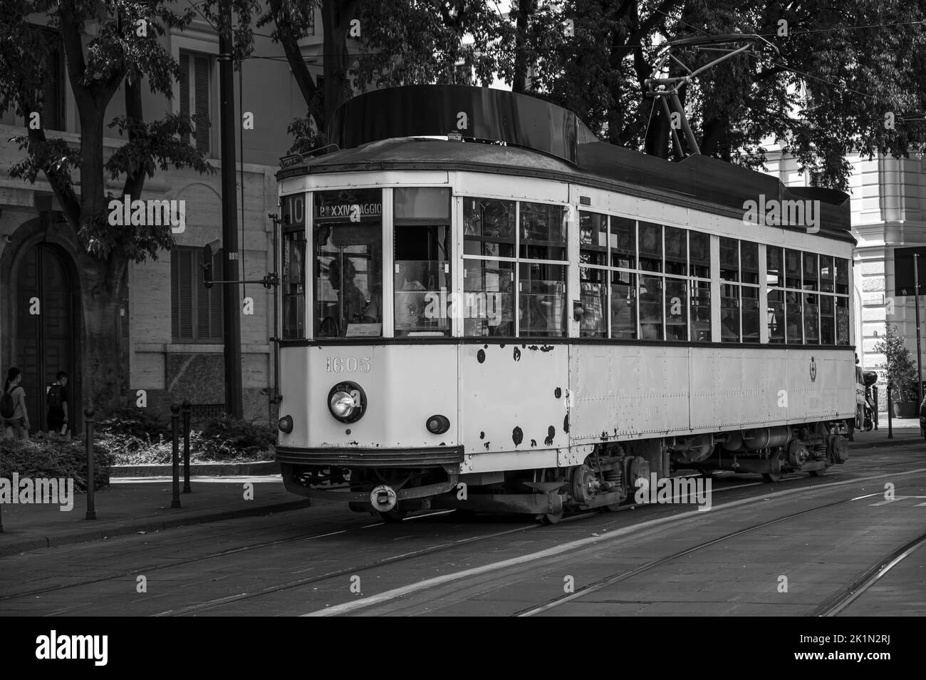 Old tram milan Black and White Stock Photos & Images - Alamy