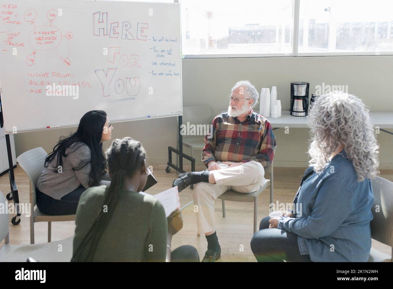 Group sitting circle talking hi-res stock photography and images - Alamy