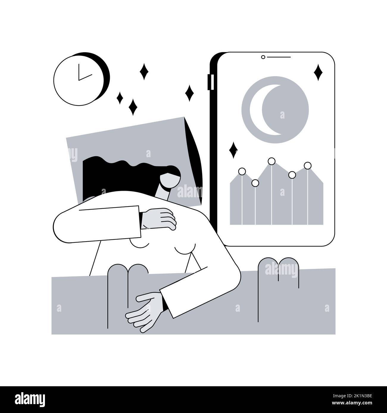 Sleep tracking abstract concept vector illustration. Sleeping app ...
