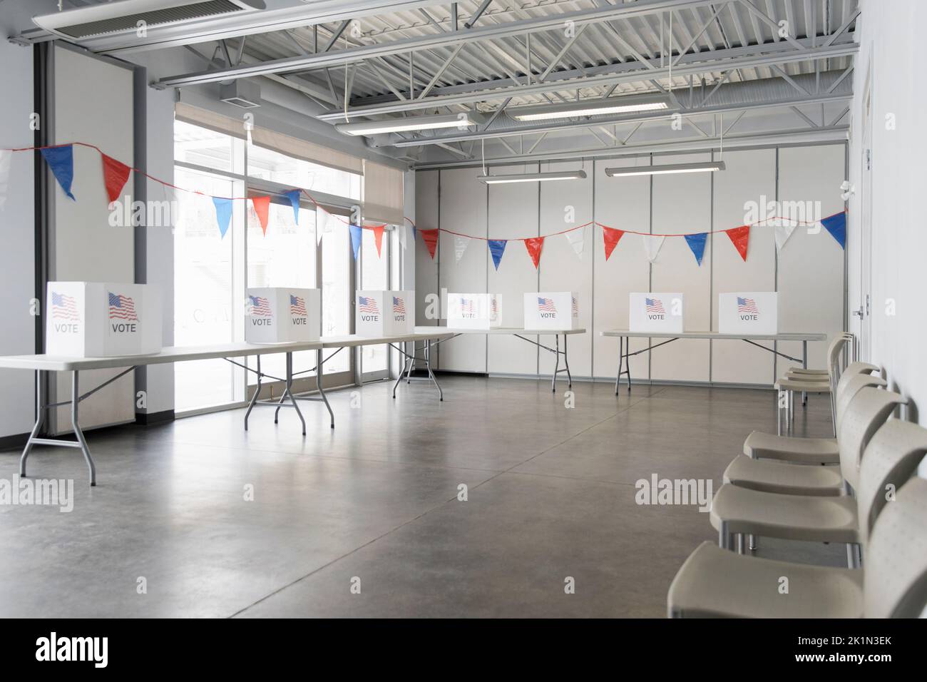 American voting booths ready in polling place Stock Photo - Alamy