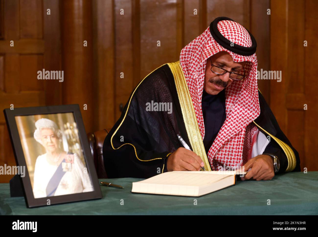 Son of the Emir of Kuwait, Sheikh Faisal Nawaf Al-Ahmad Al-Sabah, sign ...