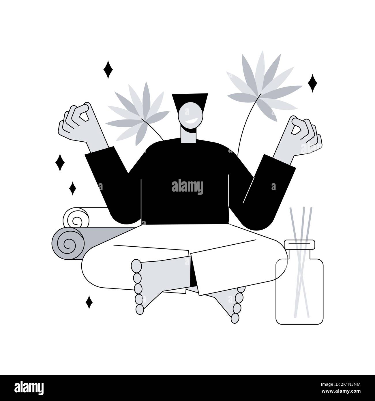 Mindfulness abstract concept vector illustration. Mindful meditating ...