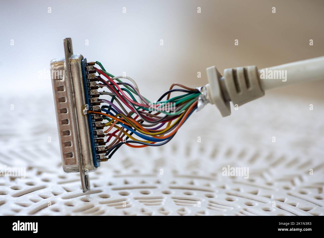 Close-up on a LPT cable, paraller printer port Stock Photo - Alamy
