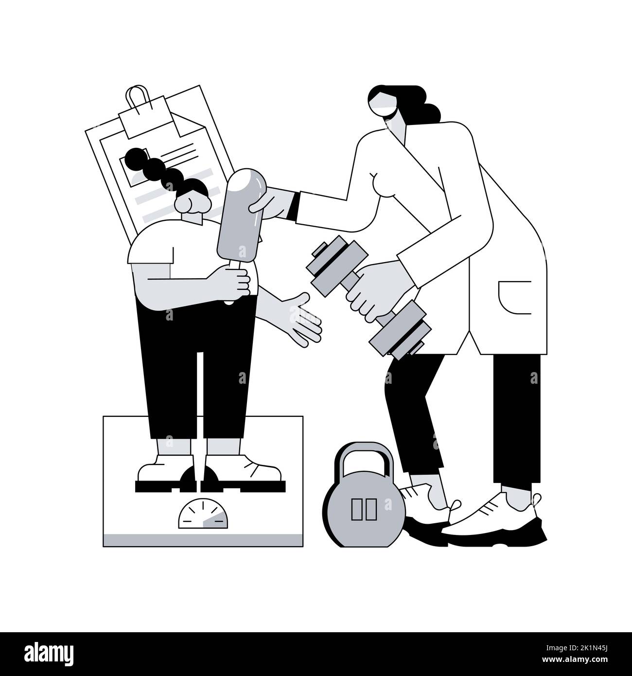 Overweight kids training plan abstract concept vector illustration ...