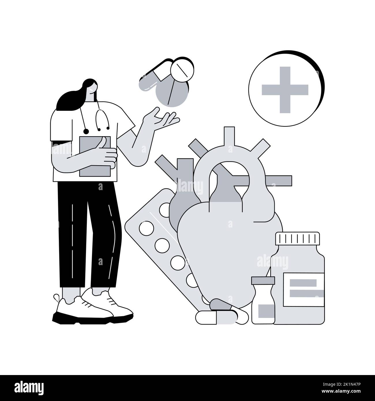 Heart disease treatment abstract concept vector illustration. Chest ...