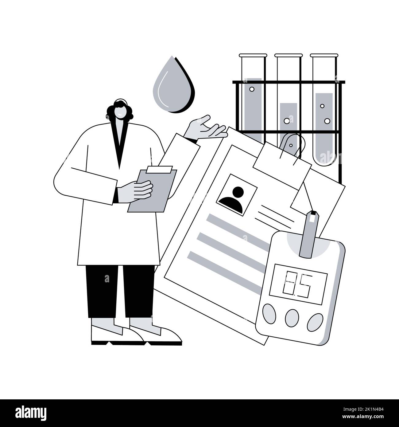 Diabetes exam results abstract concept vector illustration. Blood sugar ...