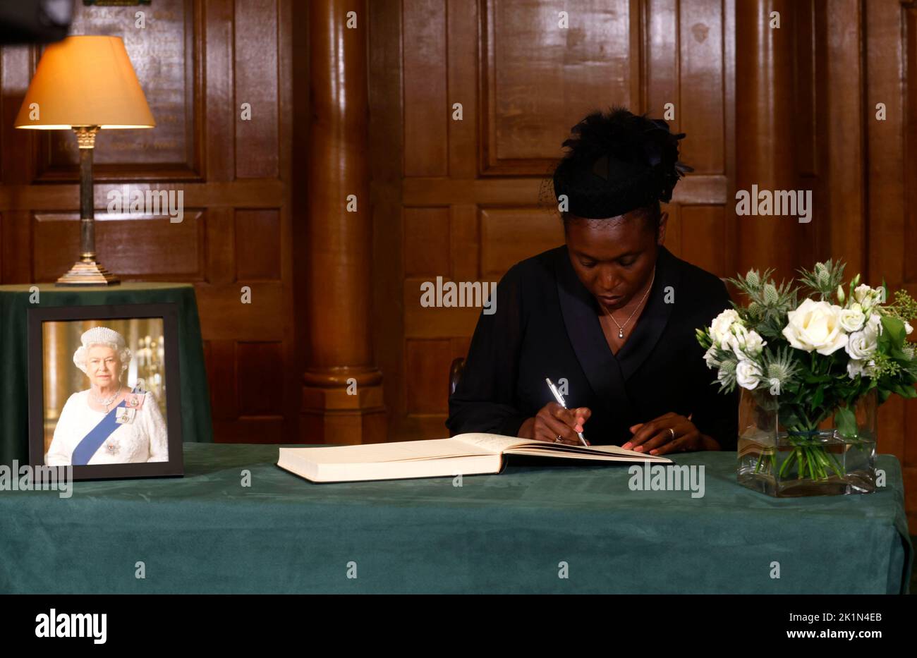 Governor of Bermuda, Rena Lalgie, signs a book of condolence at Church ...