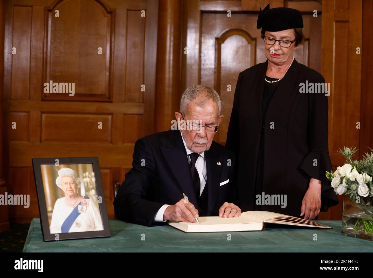 President of Austria, Alexander Van Der Bellen and wife Doris sign a ...