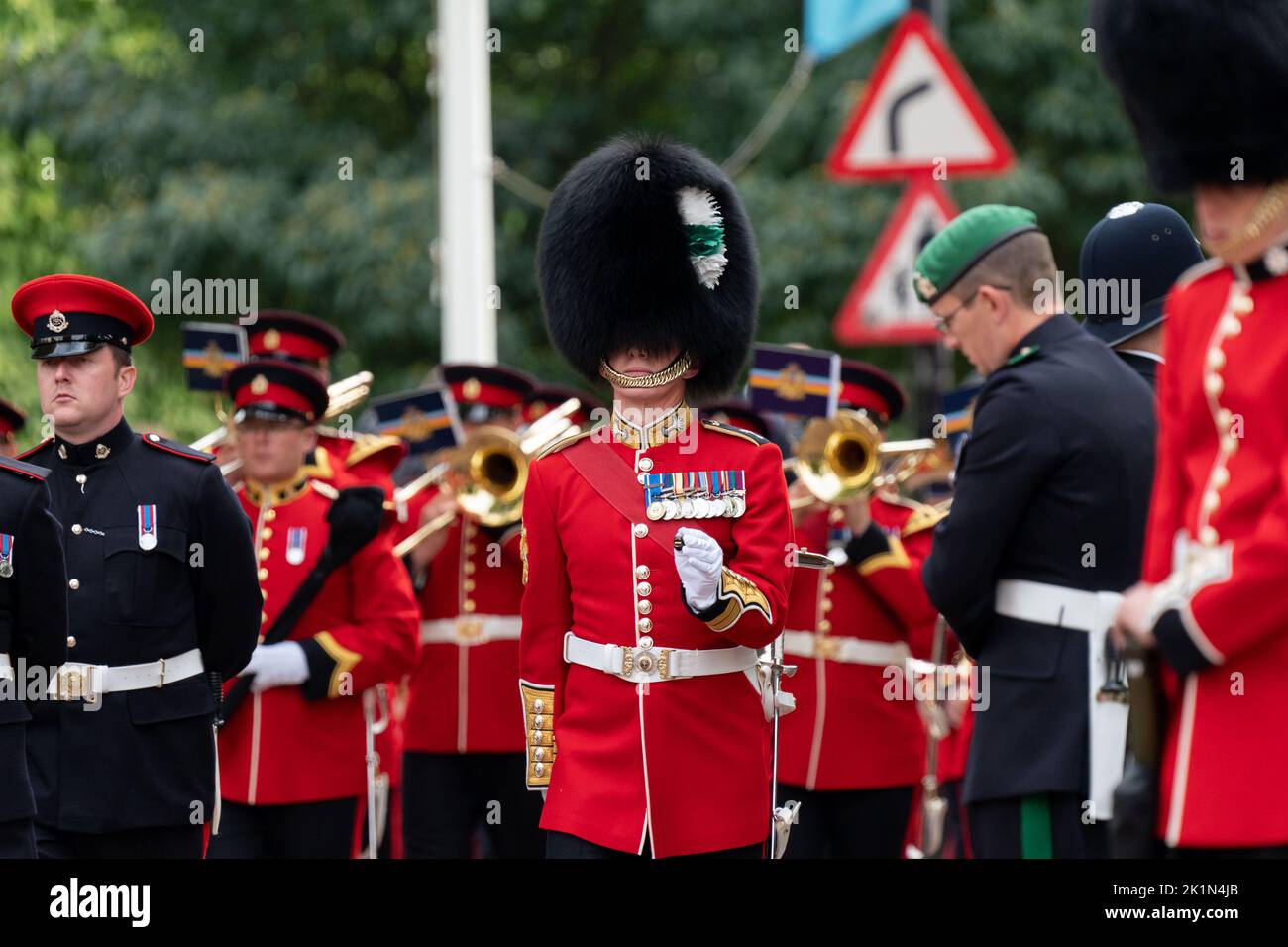 Images of the marching bands during The Queen Elizabeth II State ...