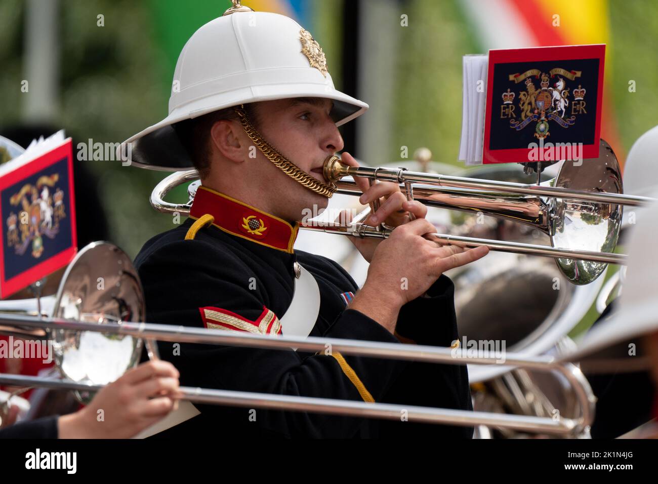 Images of the marching bands during The Queen Elizabeth II State ...