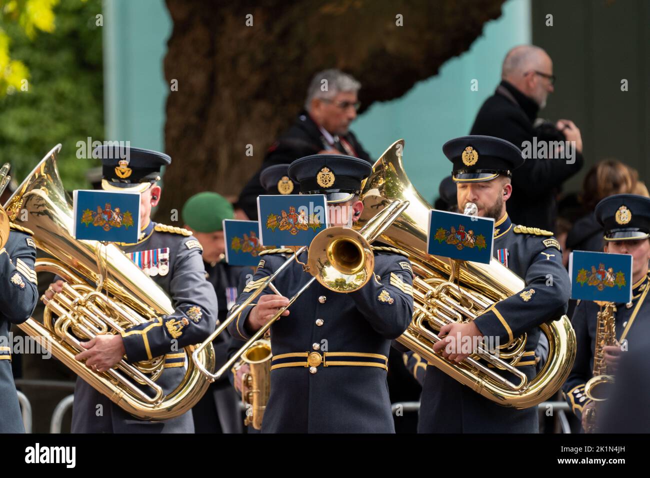 Images of the marching bands during The Queen Elizabeth II State ...