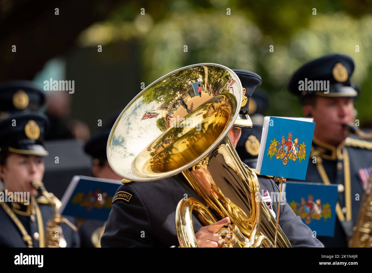 Images of the marching bands during The Queen Elizabeth II State ...
