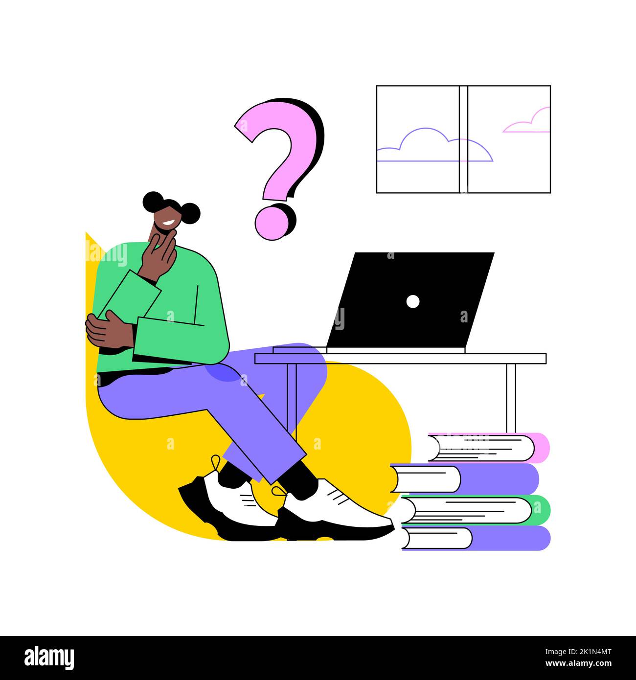 Choosing courses isolated cartoon vector illustrations. Thinking girl ...