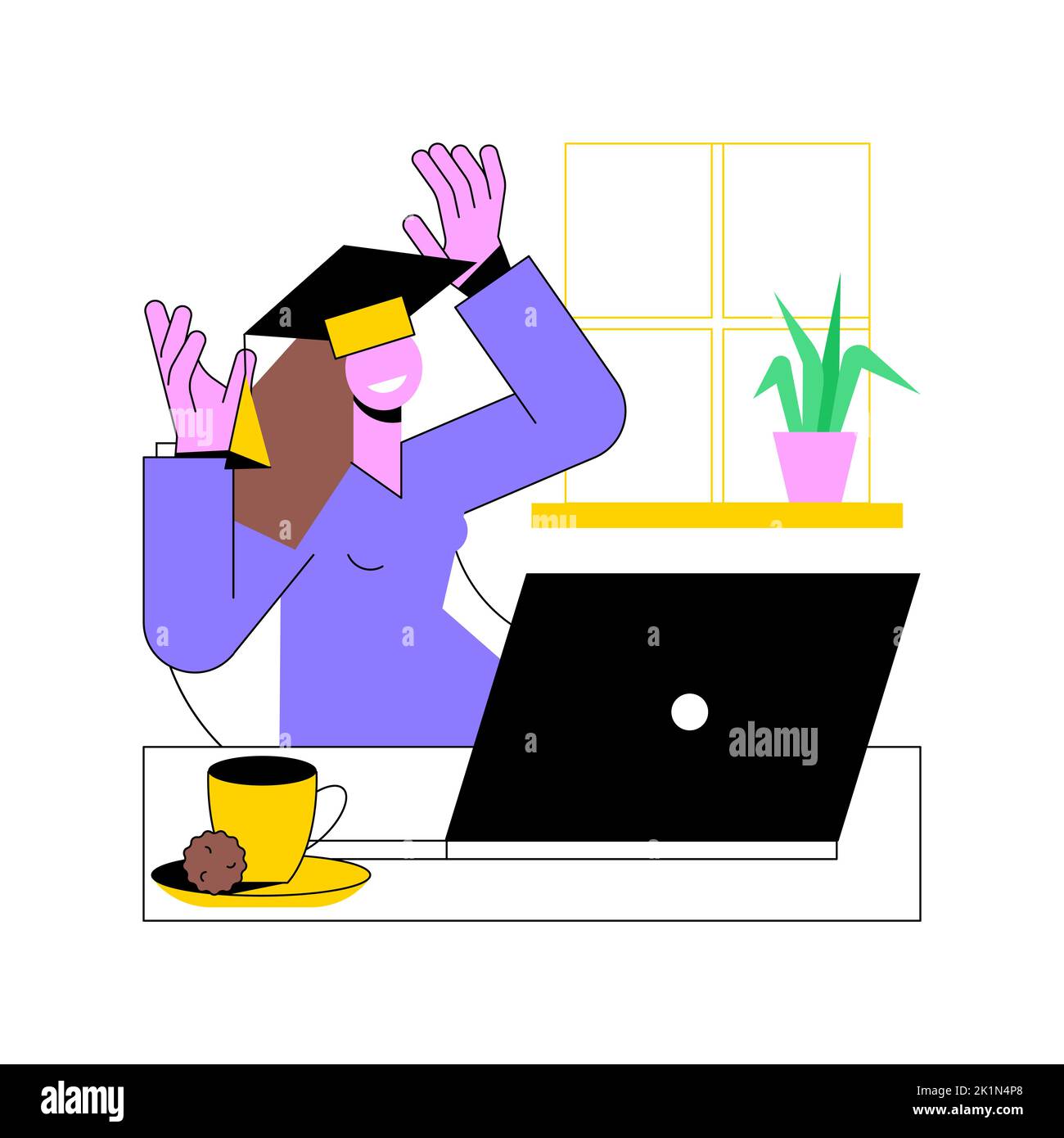 Get a digital diploma isolated cartoon vector illustrations. Happy girl ...