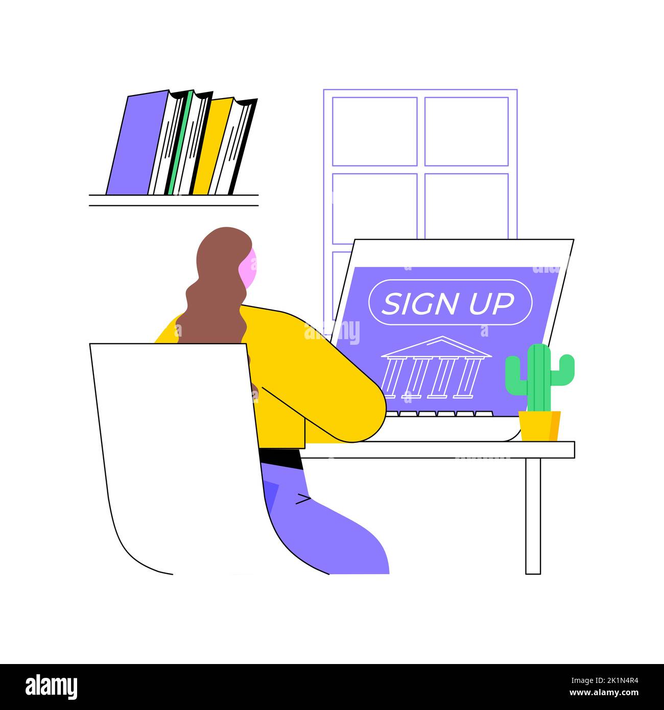 Signing up for a course isolated cartoon vector illustrations. Young ...