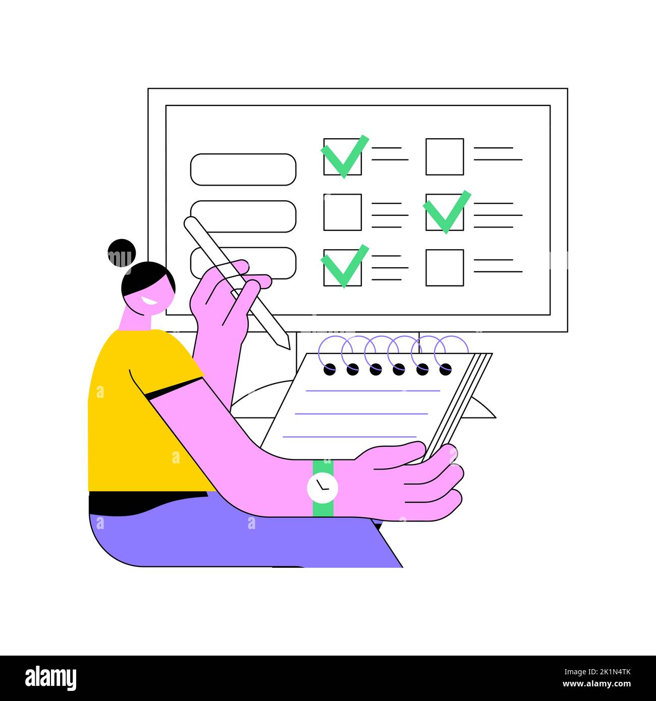 Online test isolated cartoon vector illustrations. Girl thinking when ...