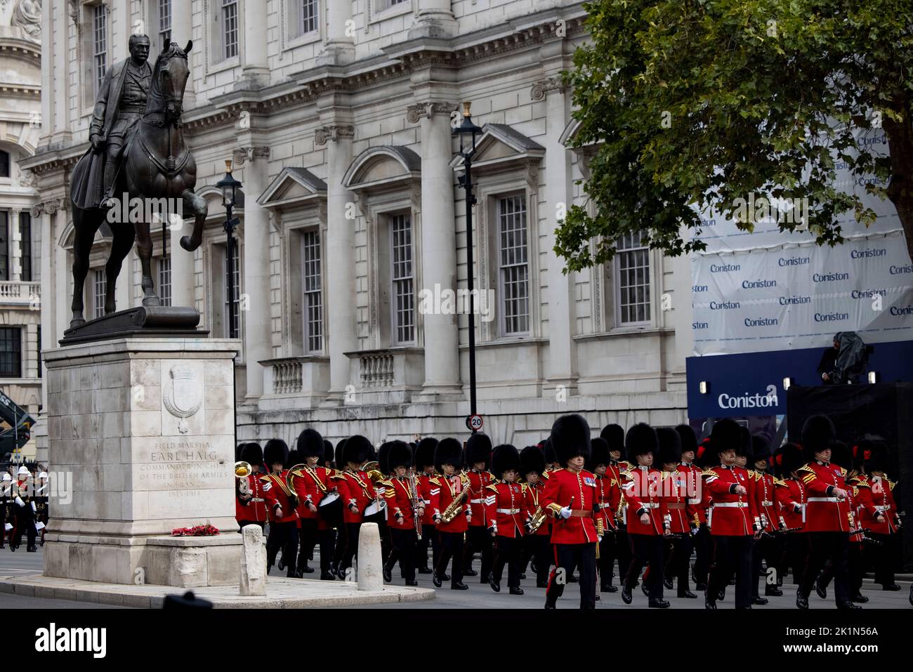 London, UK. 19th Sep, 2022. Royal Guards seen marching down Whitehall ...
