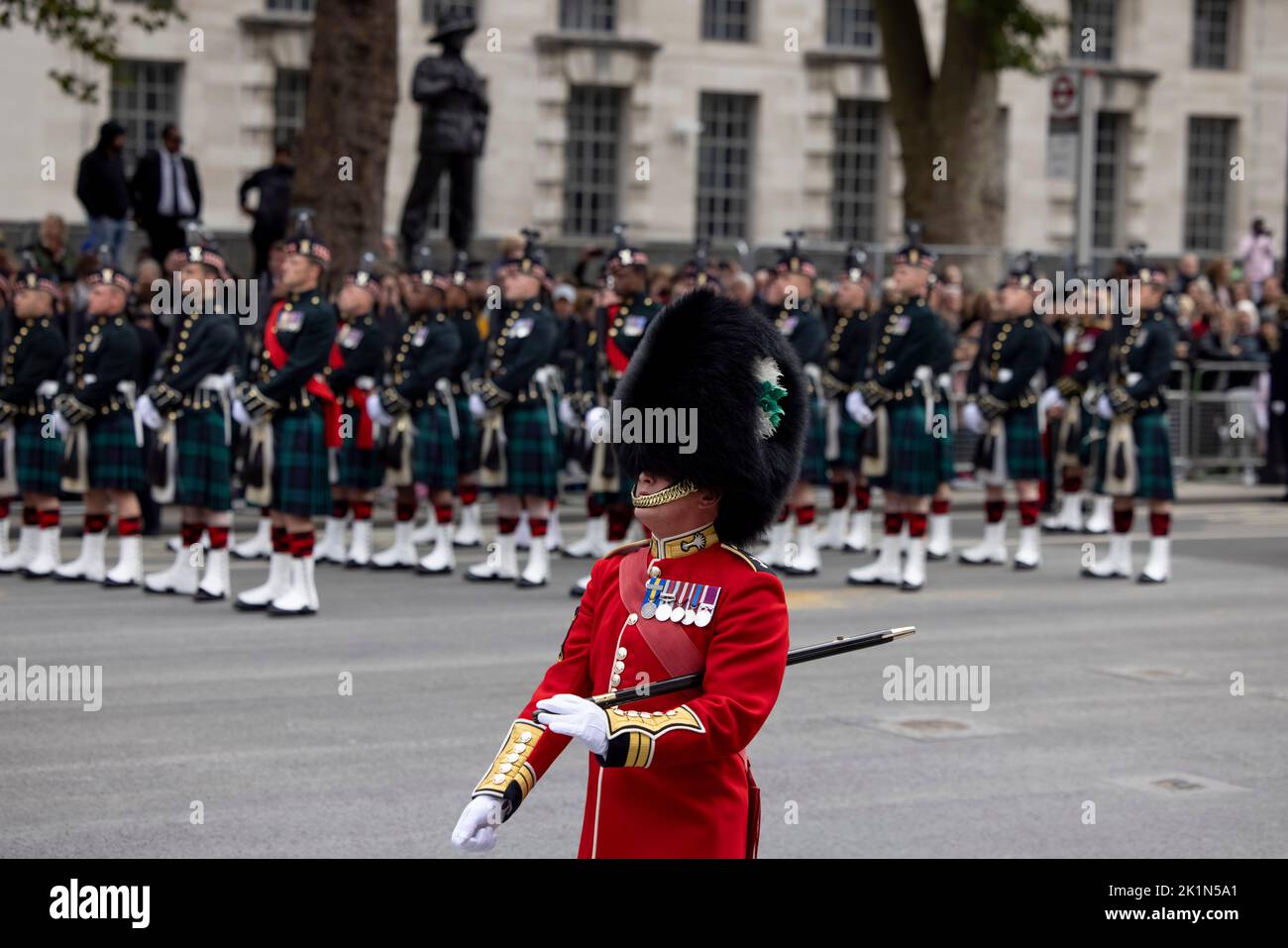 London, UK. 19th Sep, 2022. A Royal Guard seen marching in front of the ...
