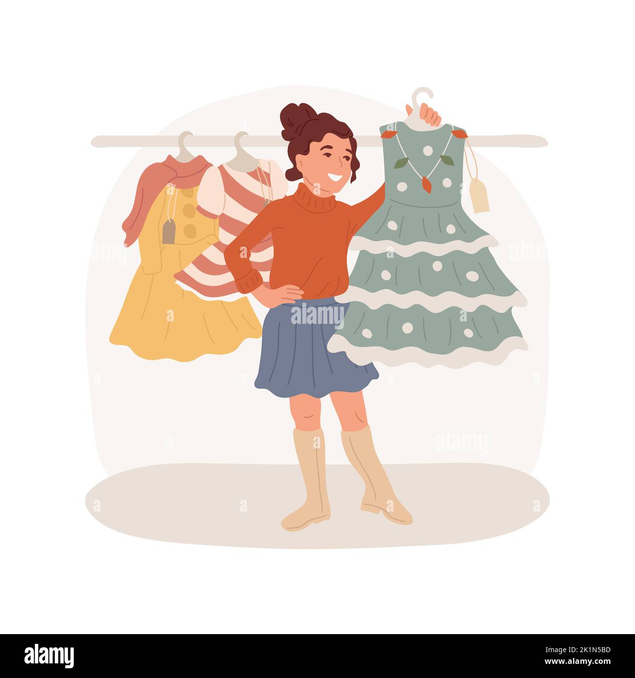 Choosing Christmas costume isolated cartoon vector illustration. Young ...