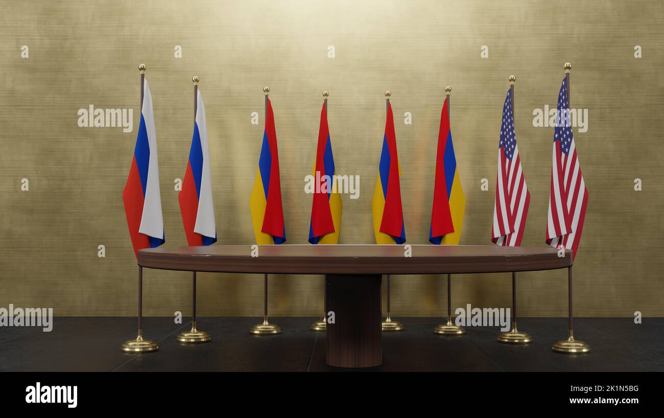 Armenia and Russia and USA on Round table negotiations, Flag Armenia ...
