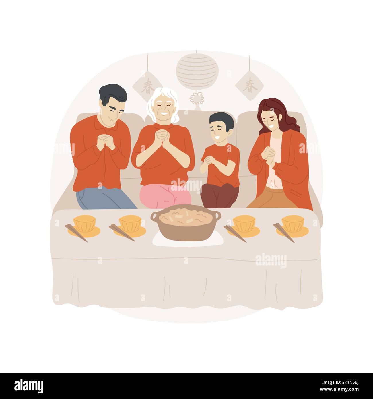 Reunion dinner isolated cartoon vector illustration. Happy family ...