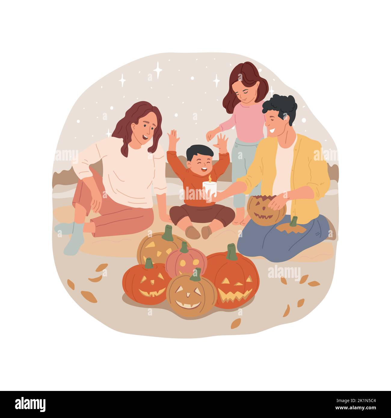 Lighting bonfires isolated cartoon vector illustration. Happy and ...