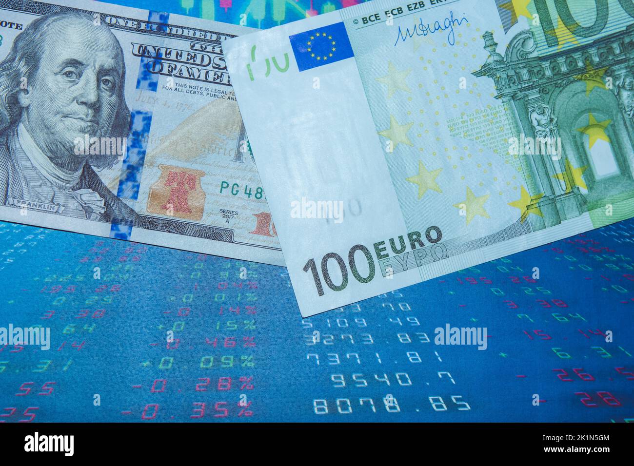 Euro Dollar Conflicts, banknote Dollar and banknote Euro, Euro vs ...