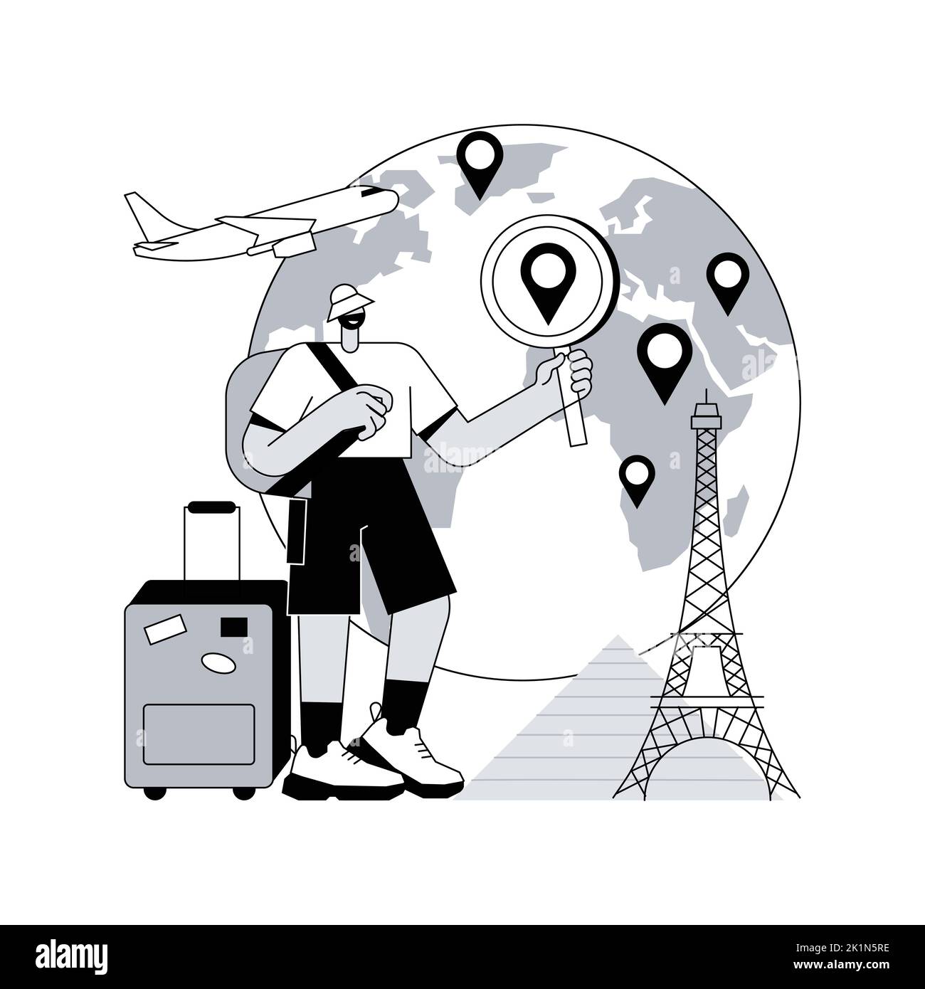Traveling the world abstract concept vector illustration. Worldwide ...