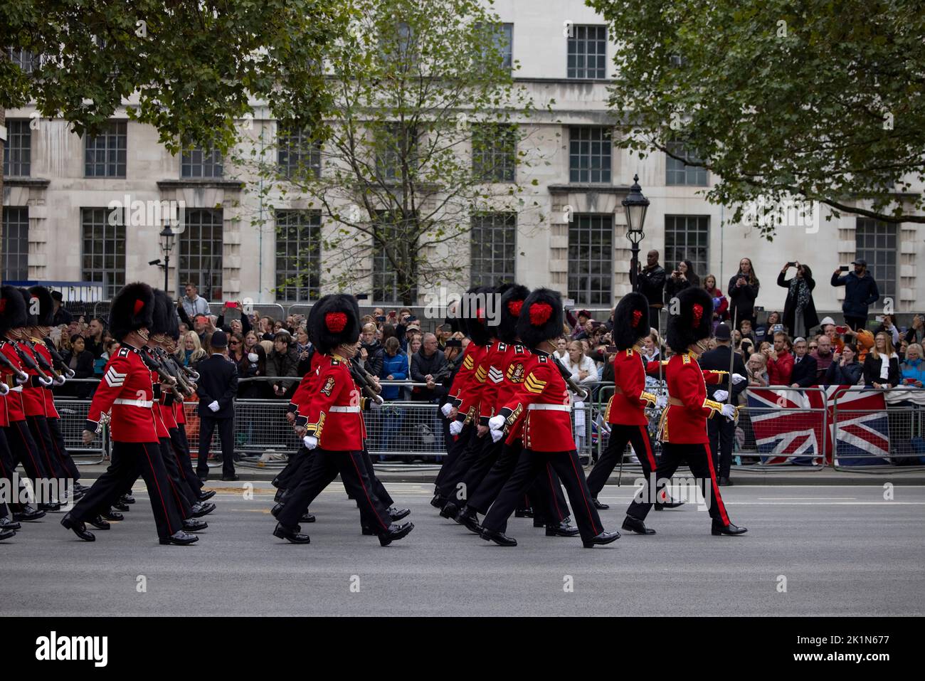 The Royal Guard seen marching down Whitehall before the procession ...