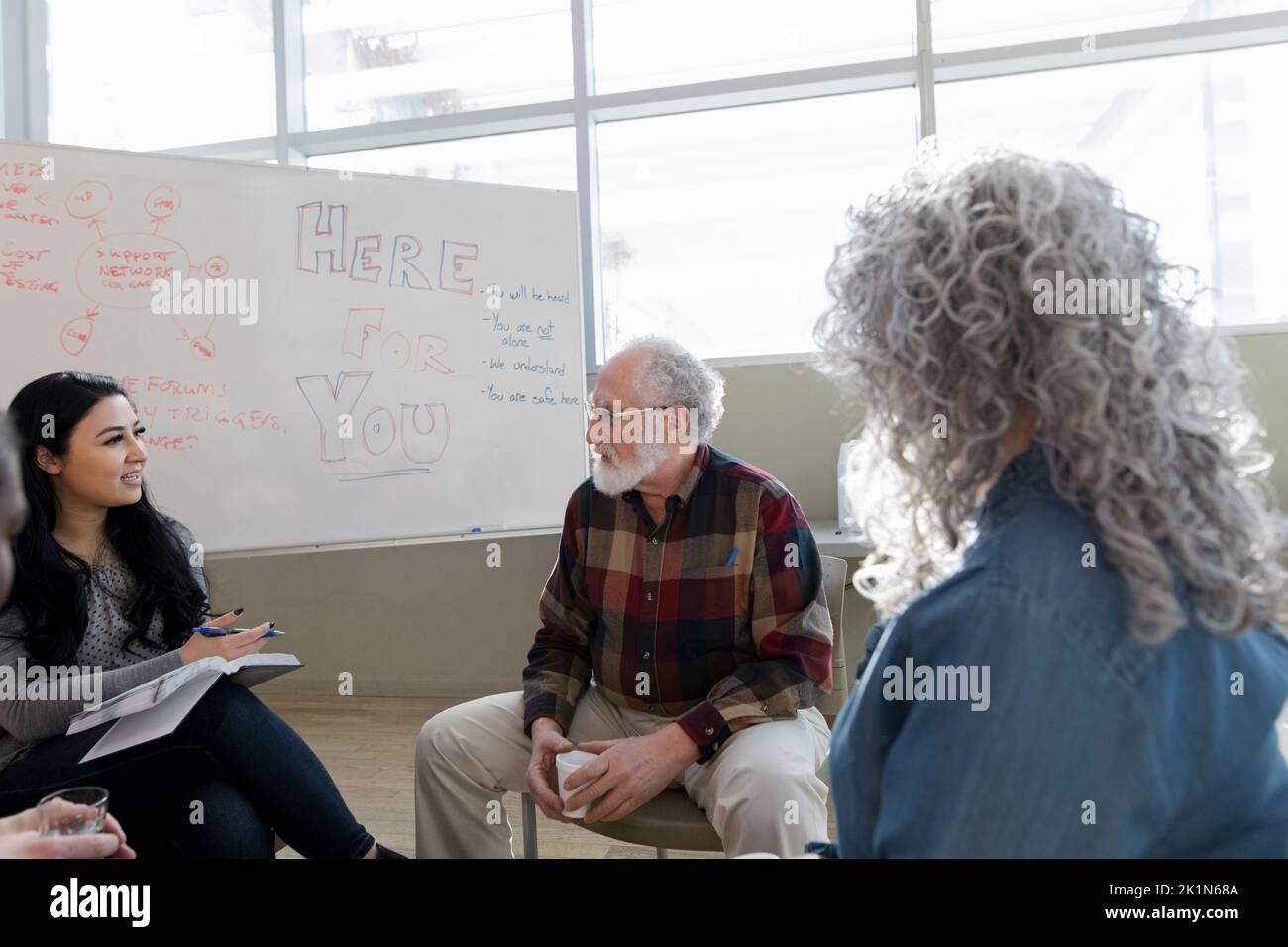 Group sitting circle talking hi-res stock photography and images - Alamy