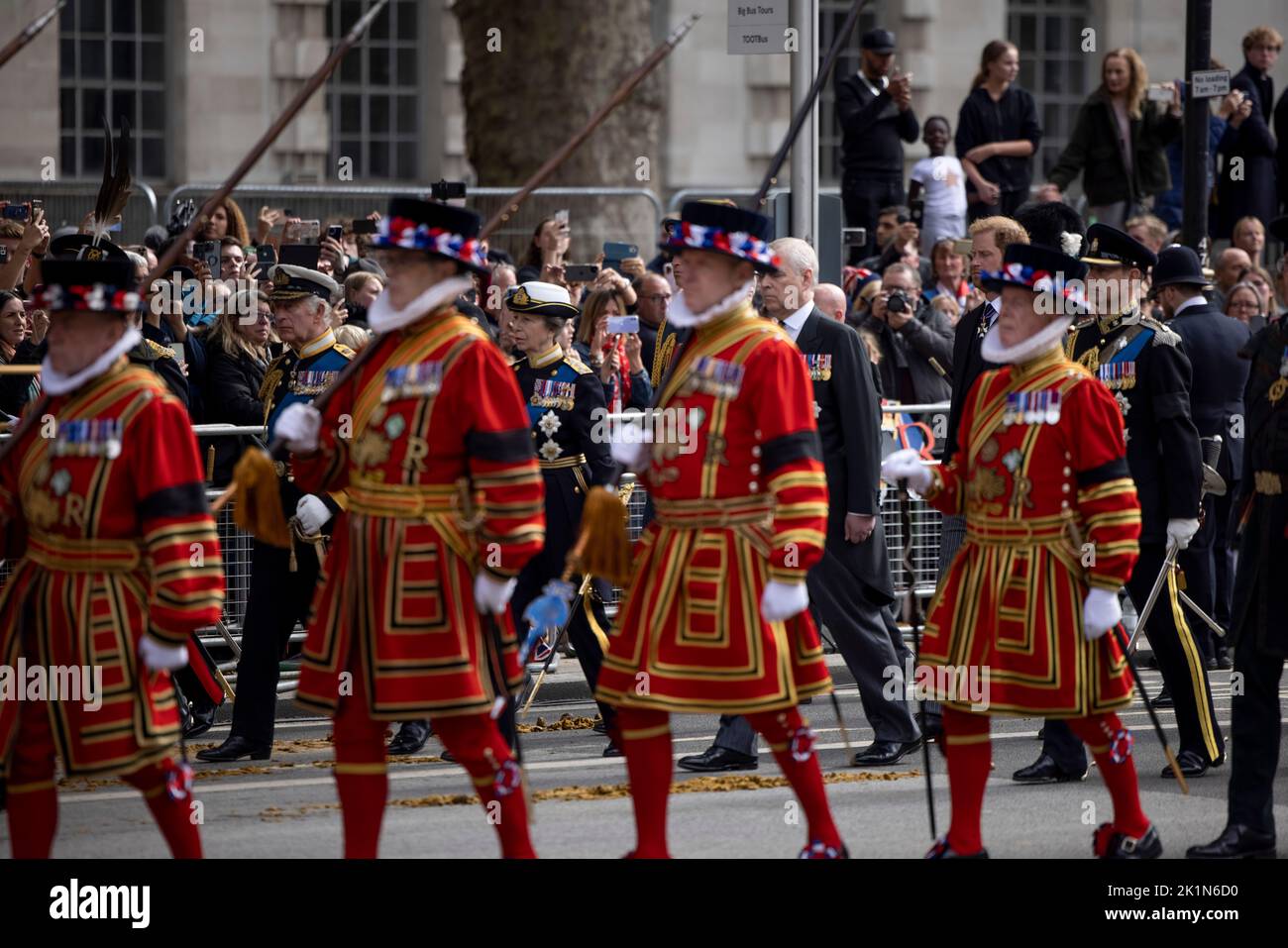 King Charles III, Princess Royal, Prince Andrew and Prince Edward seen ...