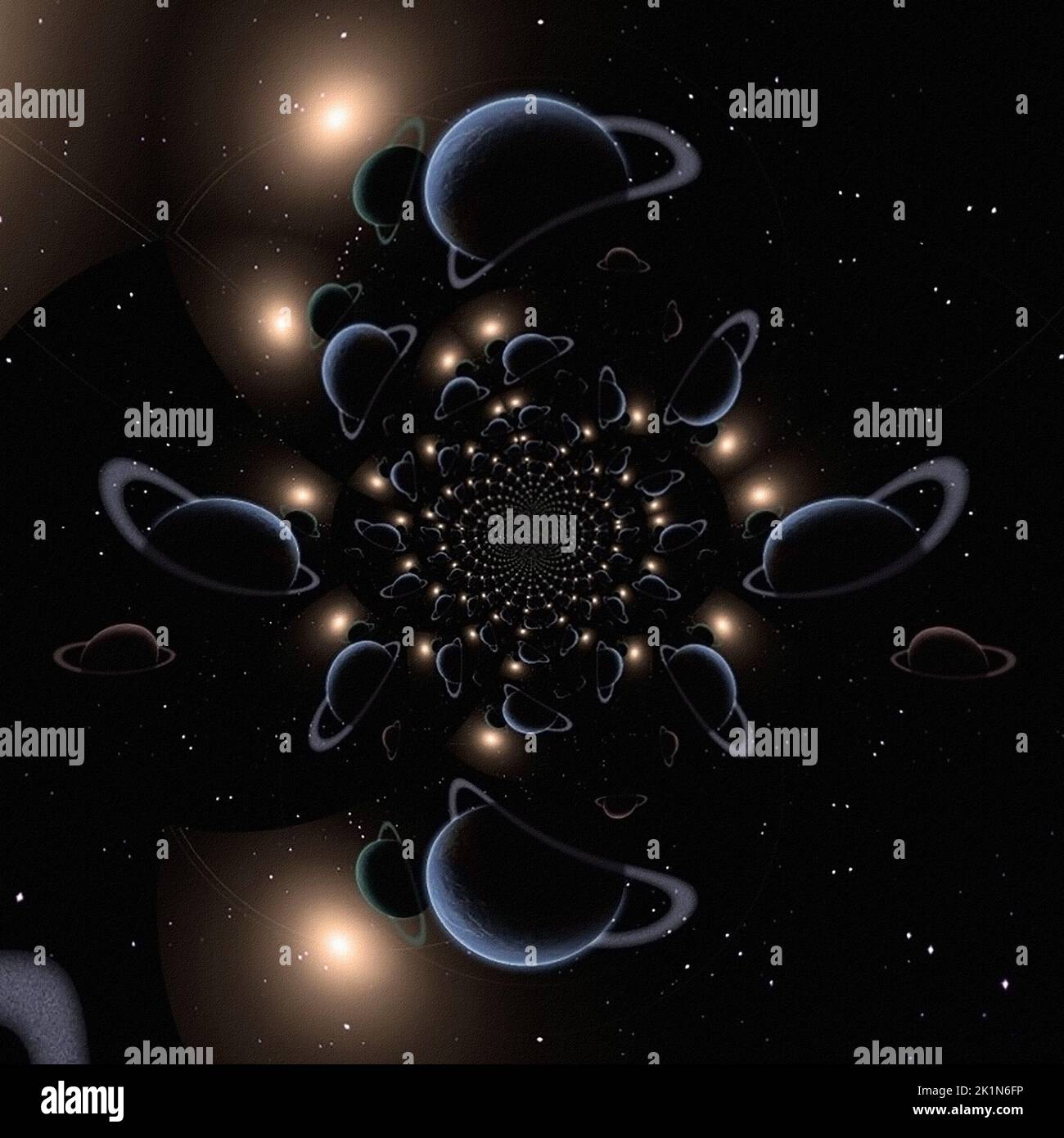 Planetary fractal. Endless dimensions. 3D rendering Stock Photo - Alamy