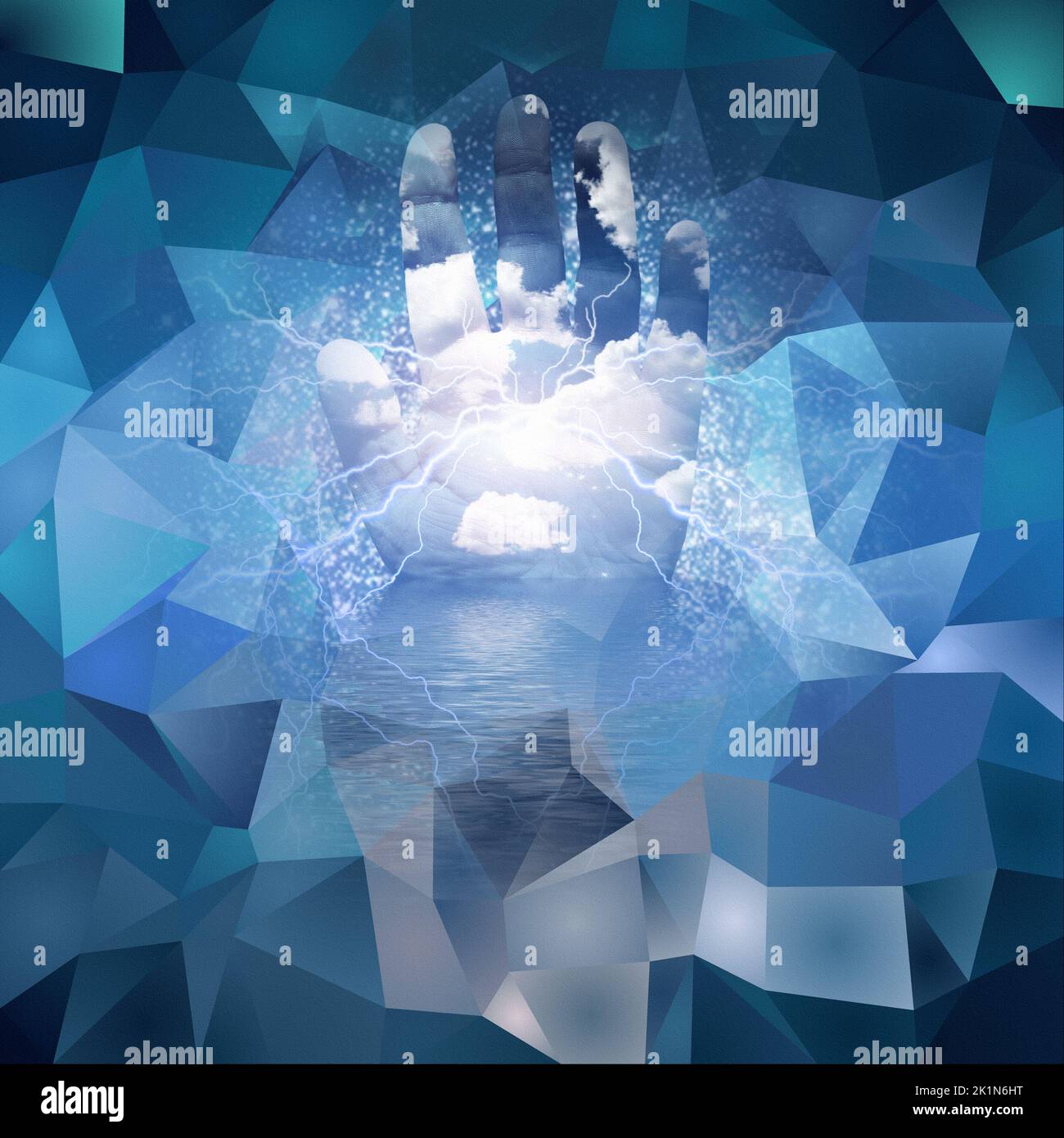 Power Revealed. Human palm and energy. 3D rendering Stock Photo - Alamy