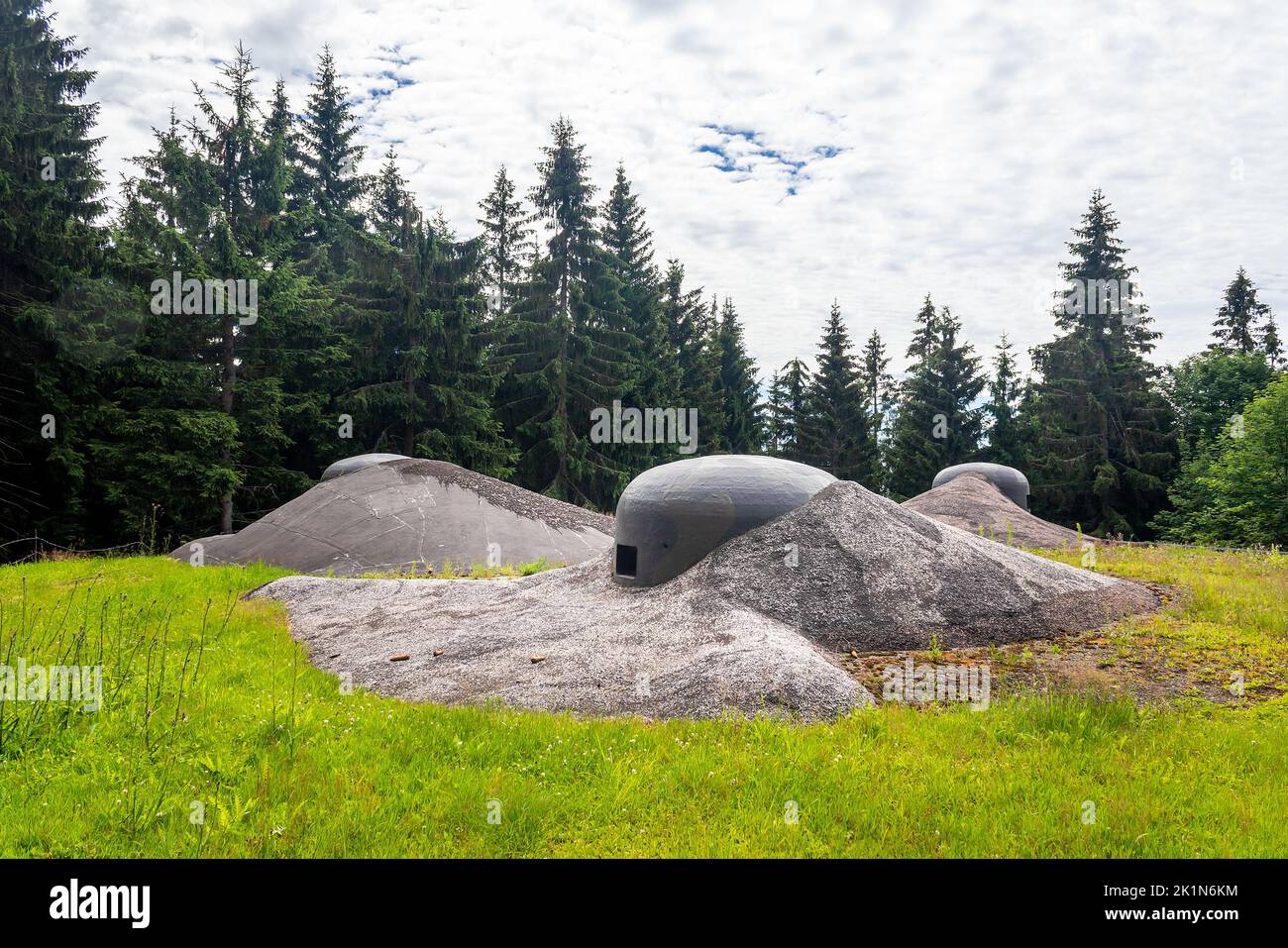 military bunker R-H-S 76 Lom Artillery turret, Orlicke hory, Czech ...