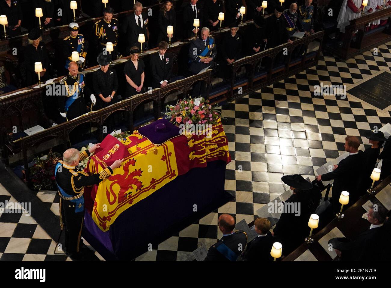King Charles III places the the Queen's Company Camp Colour of the ...