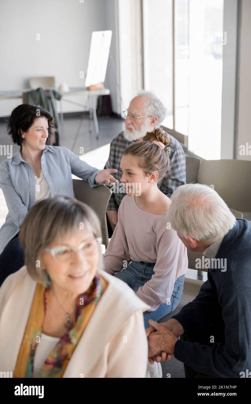 Group of people talking at conference hi-res stock photography and ...