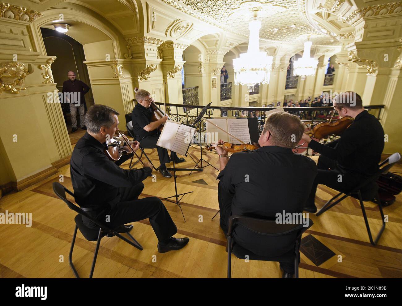 KYIV, UKRAINE - SEPTEMBER 17, 2022 - Musicians perform during the lying ...