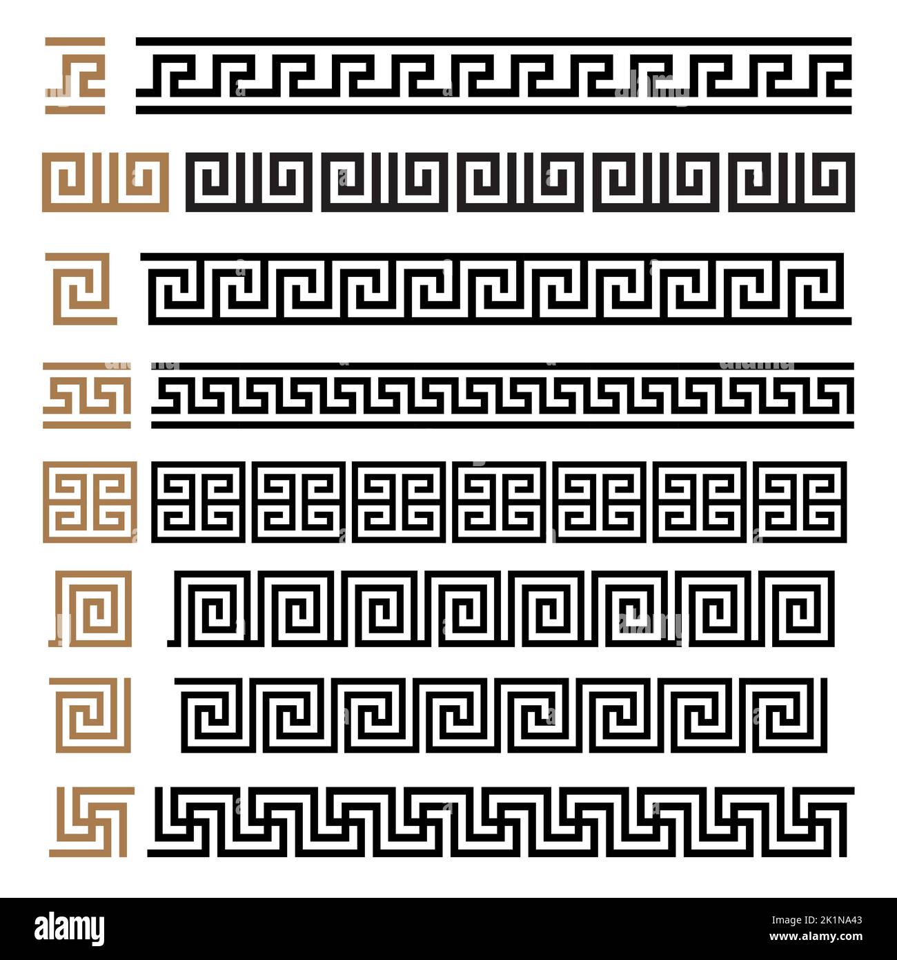 Greek motives vector symbols borders, frames set. Greek key elements ...