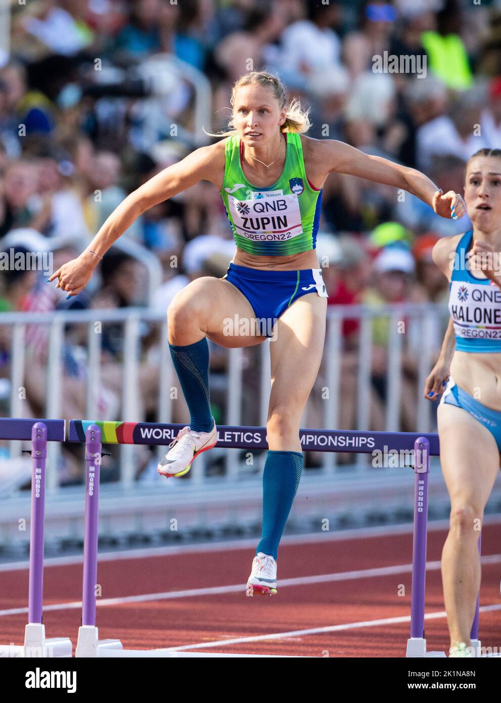 Agata Zupin of Slovenia competing in the women’s 400m hurdles at the ...
