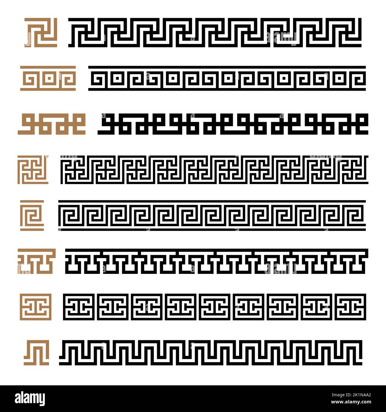 Greek motives vector symbols borders, frames set. Greek key elements ...