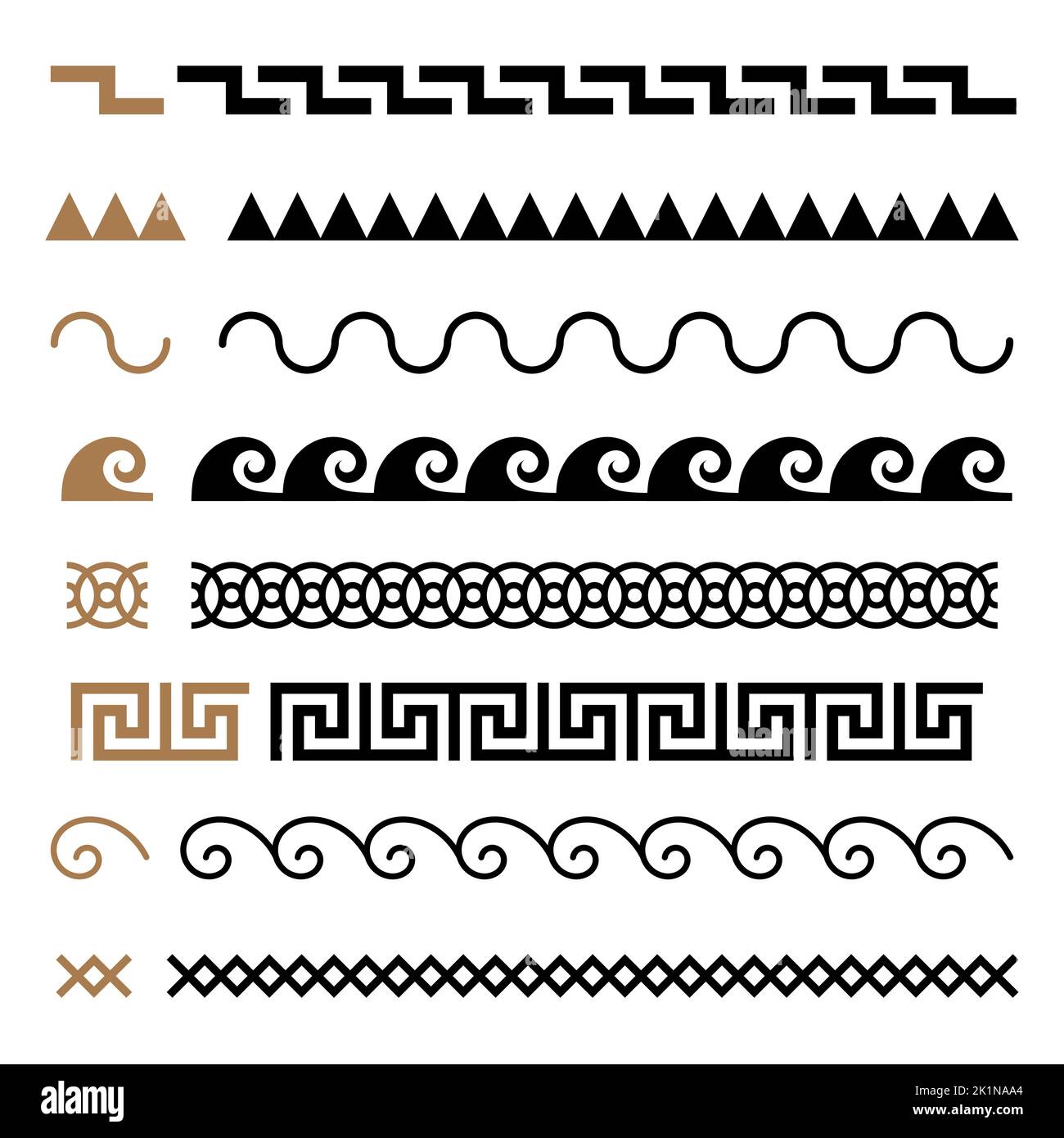 Greek motives vector symbols borders, frames set. Greek key elements ...