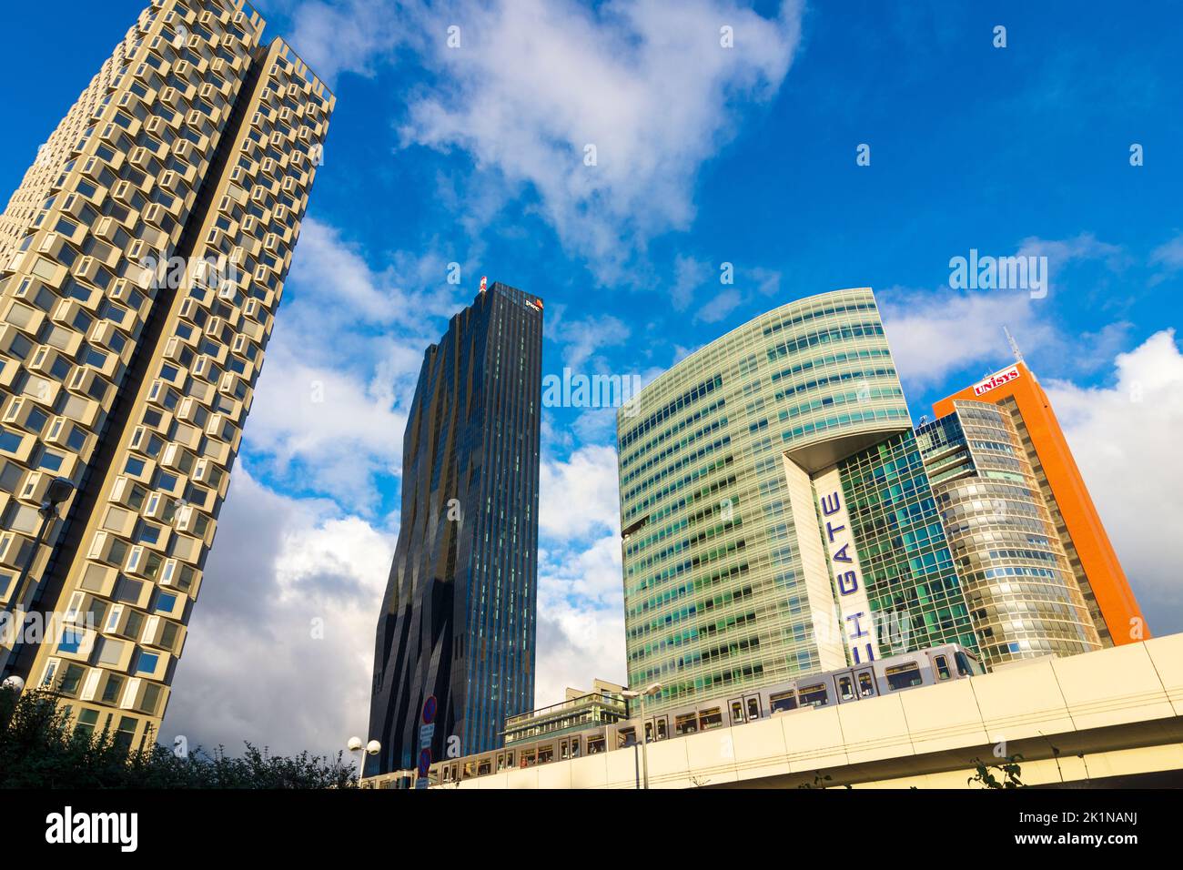 Wien, Vienna: DC Tower 3, DC Tower 1, Tech Gate, subway line U1 in 22 ...