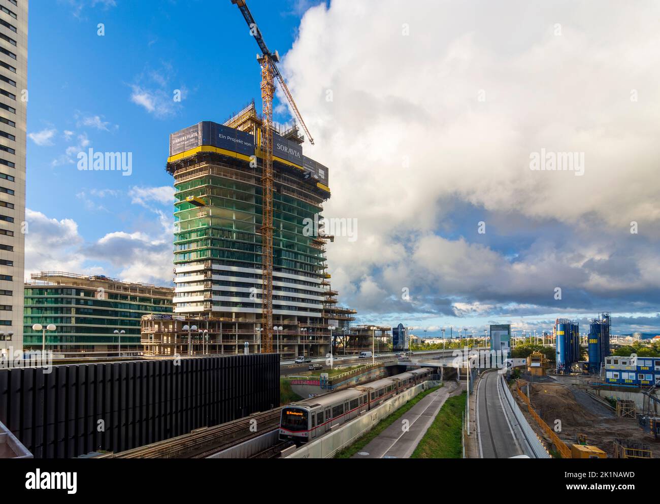 Wien, Vienna: apartment house construction high-rise project "Danube ...