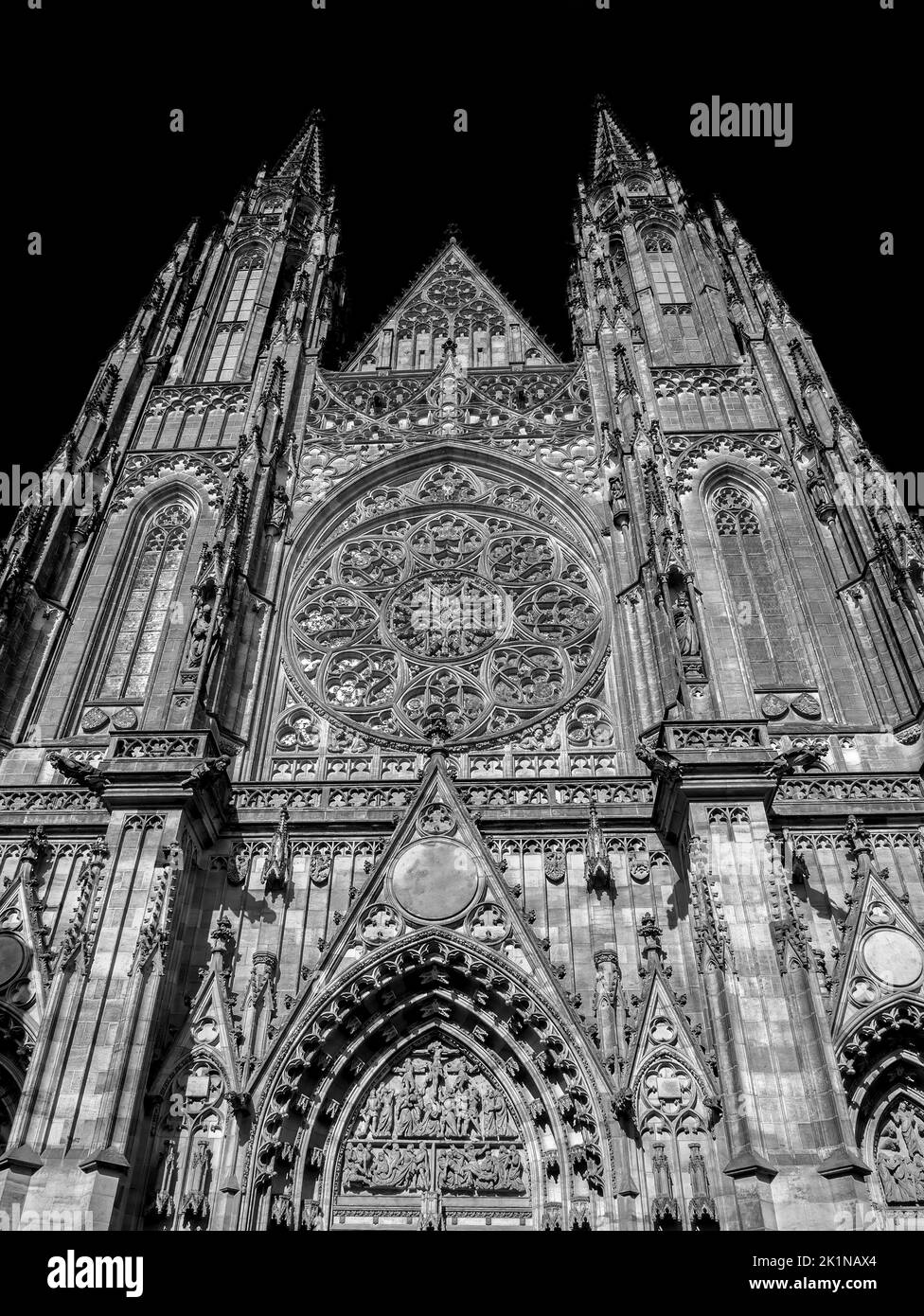 Beautiful view with the gothic towers of St. Vitus Cathedral located in ...