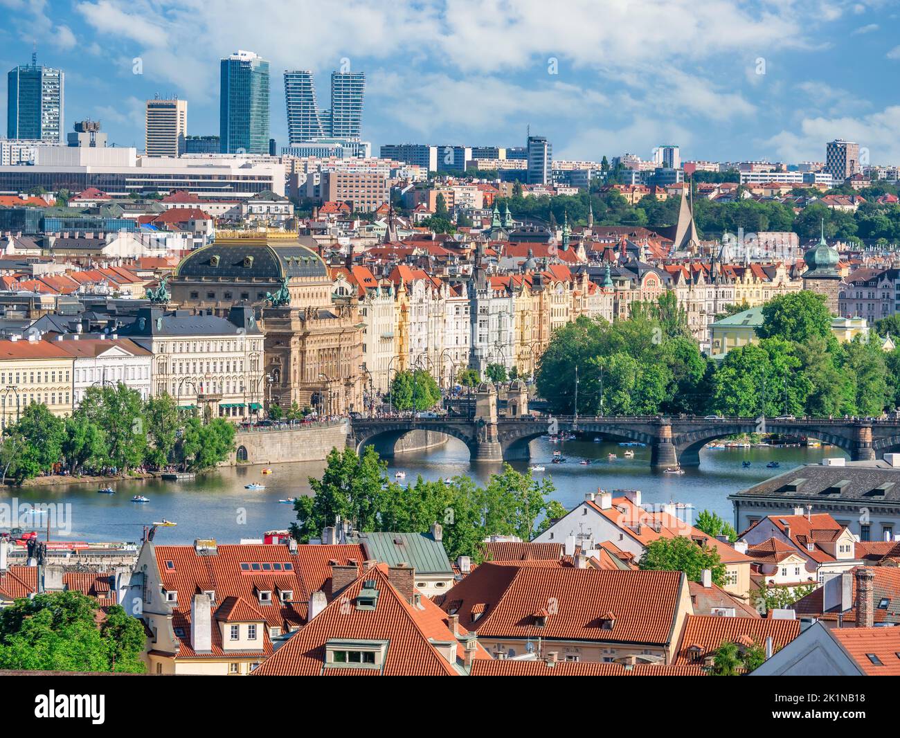 Prague, Czech Republic - June 2022: Beautiful view at sunset with the ...