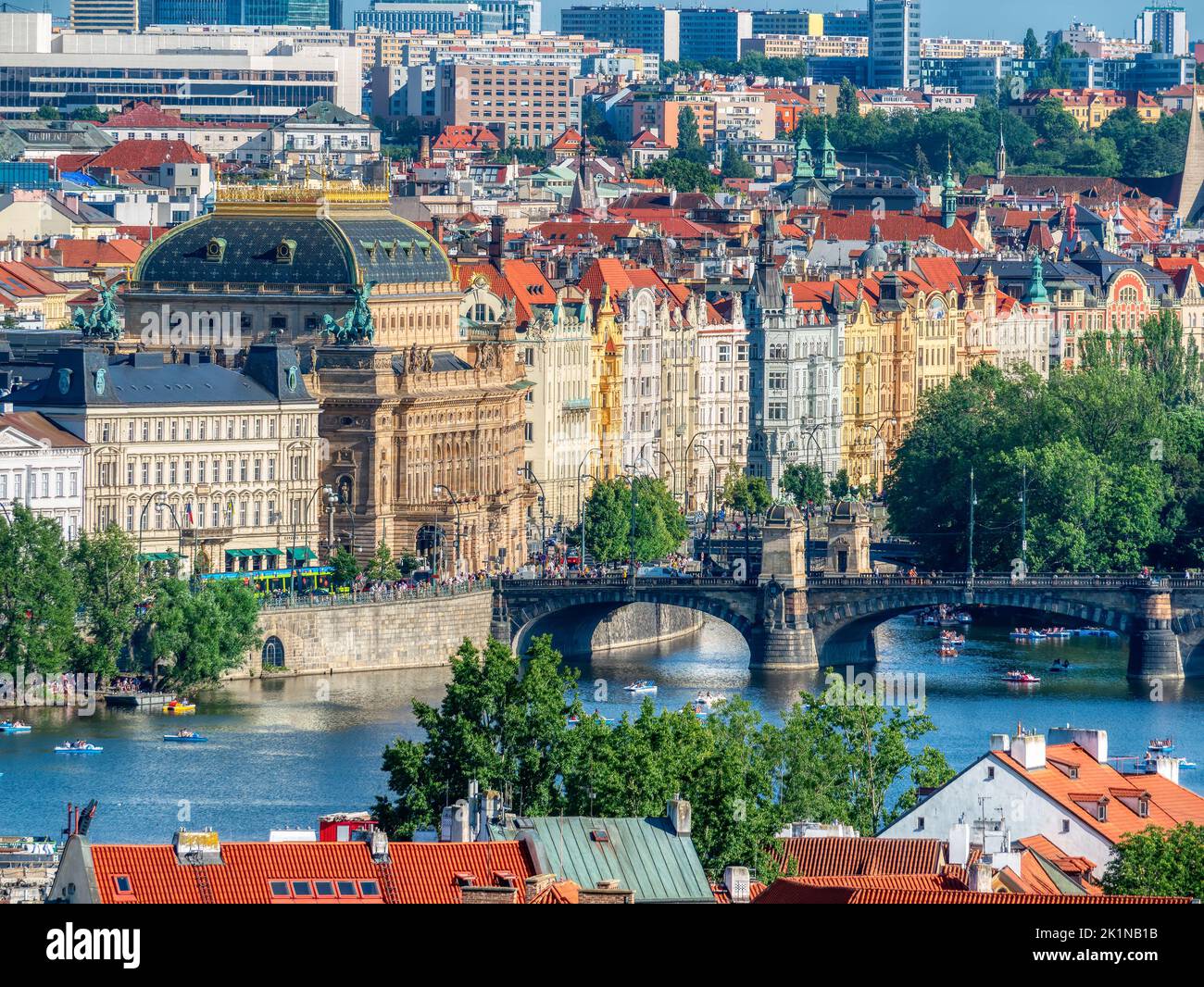 Prague, Czech Republic - June 2022: Beautiful view at sunset with the ...