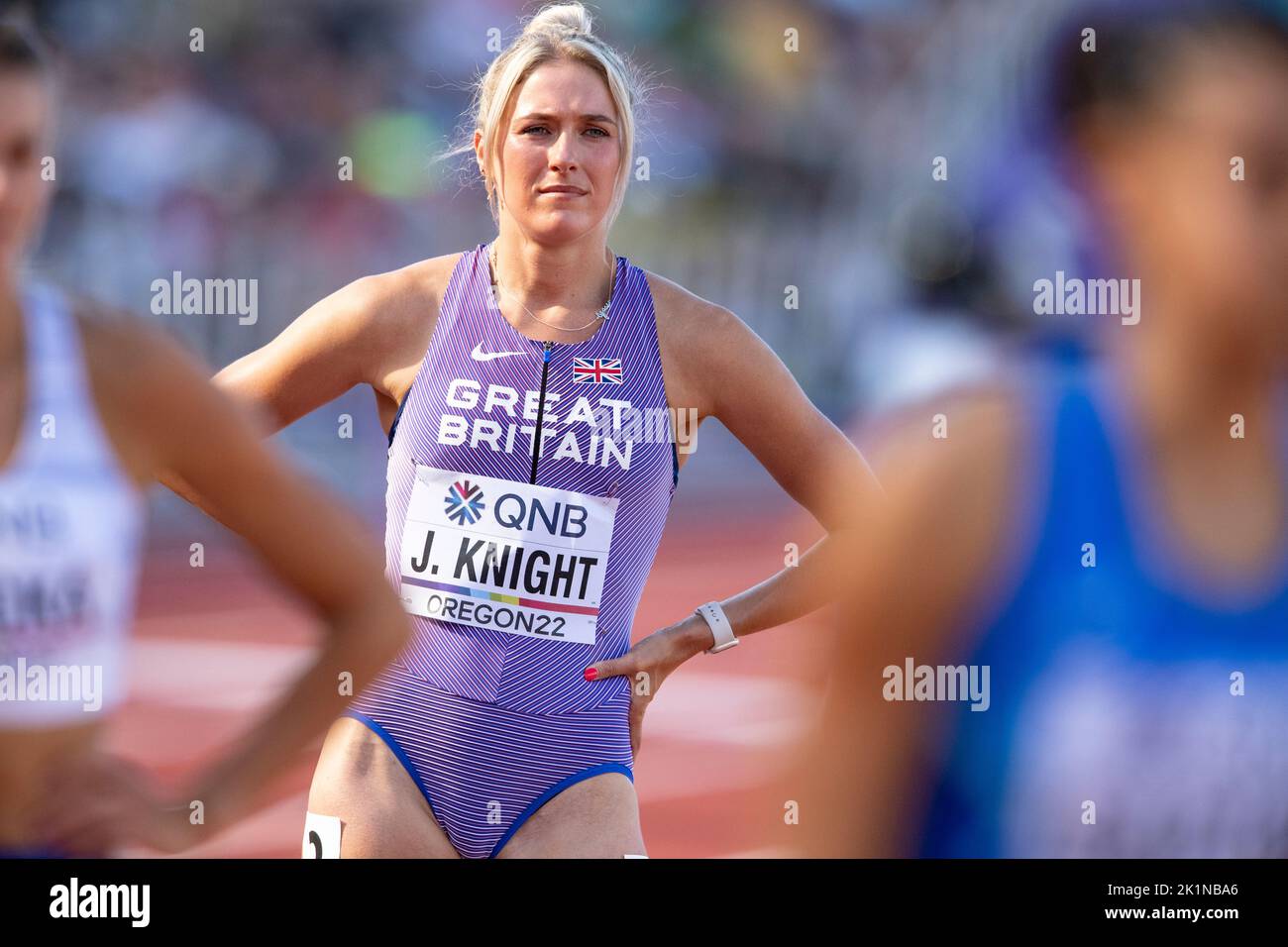 Jessie Knight of GB&NI competing in the women’s 400m hurdles at the ...